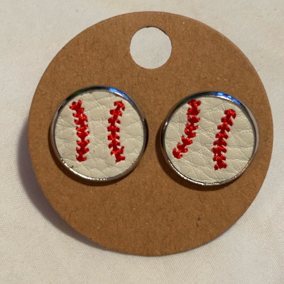 Jewelry | New Baseball Stud Earrings Sports Faux Leather Metal Gift Her ...